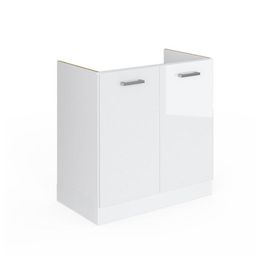 VICCO Spülenunterschrank Küchenunterschrank R-Line 80 cm Weiß Hochglanz