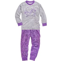 Playshoes - Frottee-Schlafanzug EINHORN lang in violett, Gr.98