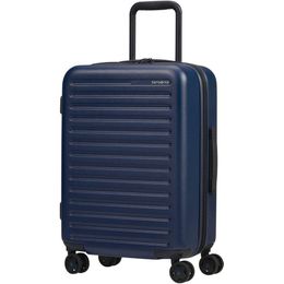 Samsonite Koffer STACKD 55 exp, 4 Rollen, Handgepäck-Koffer Reisekoffer TSA-Zahlenschloss USB-Schleuse, blau