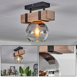 hofstein Montgomery Deckenleuchte Glas 15 cm Naturfarben, Schwarz, 1-flammig
