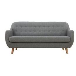 Miliboo Skandinavisches 3-Sitzer-Sofa mit hellgrauem abnehmbarem Bezug und Holz YNOK
