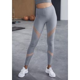 active by Lascana LASCANA ACTIVE Funktionsleggings '-Sport Leggings' mehrfarbig Gr. M (40/42) für Damen. Mit Logodruck, Mesheinsatz. Figurbetont