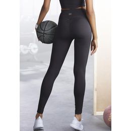 active by Lascana LASCANA ACTIVE Funktionsleggings '-Sport Leggings' schwarz Gr. M (40/42) für Damen. Mit Logodruck, Mesheinsatz. Figurbetont