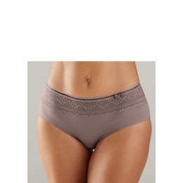 Lascana Panty taupe Gr. 32/34 für Damen. Mit Schleife, Spitze. Körpernah. Nachhaltig.