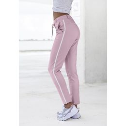 Lascana Jogger Pants pink Gr. 34 f&uuml;r Damen. Mit Bindeband, Kontraststreifen. Basic