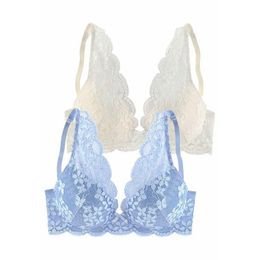 PETITE FLEUR BY LASCANA Push-up-BH beige Gr. 75D. Mit Schleife. Mit Herausnehmbaren Kissen und mit B&uuml;gel