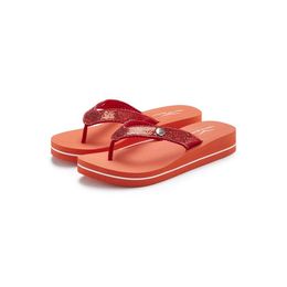 Venice Beach Badezehentrenner 'Sandale, Badeschuh, Badelatsche, Flip Flop, Badeschlappe, Pantolette' rot Gr. 41 f&uuml;r Damen. Mit Glitzerdetails