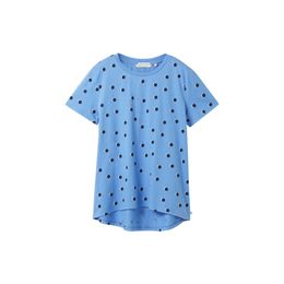 Tom Tailor Denim Damen T-Shirt mit Bio-Baumwolle, blau, Punktemuster, Gr. XL