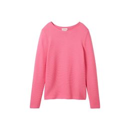 Tom Tailor Damen Strickpullover mit Rundhalsausschnitt, rosa, Uni, Gr. XL