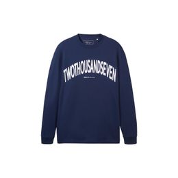 Tom Tailor Denim Herren Sweatshirt mit Textprint, blau, Textprint, Gr. XL
