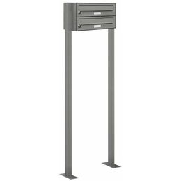 AL Briefkastensysteme 2er Premium Standbriefkasten Aluminiumgrau ral 9007 freistehend Postkasten Stünder - Aluminium ral 9007