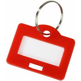 1800-03 Schlüsselanhänger inkl. Schlüsselring und Beschriftungsstreifen, 2,9 x 2,5 x 0,26 cm, rot - HMF