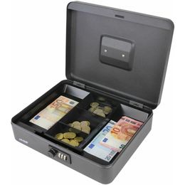 10017-02 Geldkassette abschließbar mit Zahlenschloss, 30 x 24 x 9 cm, Schwarz - HMF