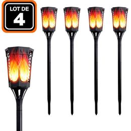 4ER-PACK solarflammen dämmerungssensor led 35 lumen