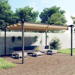 Pavillon Familienzelt mit Ausziehbarem Dach 4x3 m Taupe vidaXL