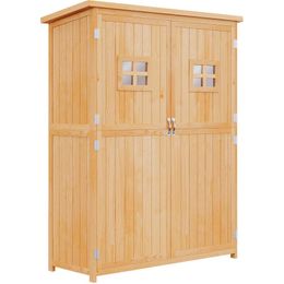 Gartenschrank Holz Geräteschuppen Gerätehaus Geräteschrank Pultdach Garten Natur 127,5x50x164cm - Natur+Grün - Outsunny