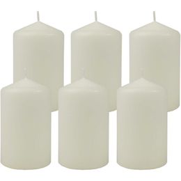 Hs Candle - Wachskerzen ( 6er Pack ) Elfenbein Stumpenkerzen Ø6cm x 10cm - Kerze in vielen Farben, Lange Brenndauer - Hergestellt in eu - Kerzen