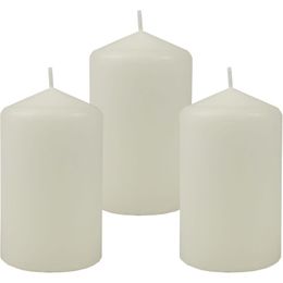 Hs Candle - Wachskerzen ( 3er Pack ) Elfenbein Stumpenkerzen Ø6cm x 10cm - Kerze in vielen Farben, Lange Brenndauer - Hergestellt in eu - Kerzen