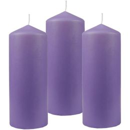 Hs Candle - Wachskerzen ( 3er Pack ) Lila Stumpenkerzen Ø6cm x 13,5cm - Kerze in vielen Farben, Lange Brenndauer - Hergestellt in eu - Kerzen