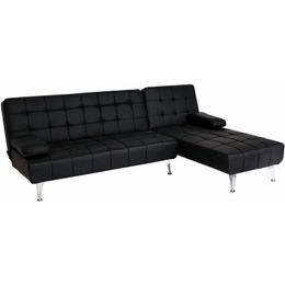 Schlafsofa HHG 729, Couch Ecksofa Sofa, Liegefläche links/rechts Schlaffunktion 236cm Kunstleder schwarz - black