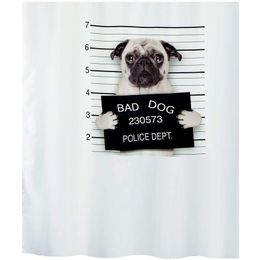 Bad Dog Collection, Textil Duschvorhang 180 x 200, 100% Polyester, Schwarz - Spirella