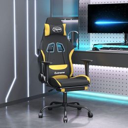 MAISONCHIC Gaming-Stuhl mit Massage & Fußstütze Schreibtischstuhl Chefsessel Schwarz und Gelb Stoff DE12479