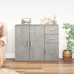 MAISONCHIC Sideboard Highboard Kommode für Wohnzimmer Küche Betongrau 91x29,5x75cm Holzwerkstoff DE81860