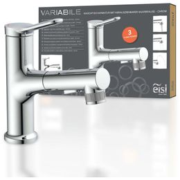 EISL® Variabile Waschtischarmatur mit herausziehbarer Brause, Wasserhahn Bad mit Munddusche, Mischbatterie Waschbecken Chrom - Chrom