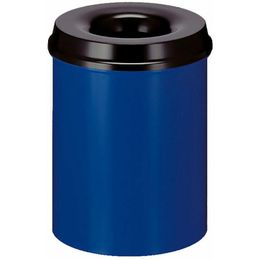 Selbstlöschender Papierkorb & Abfallsammler aus Metall 15 Liter, HxØ 36x26cm Blau, Kopfteil Schwarz - Schwarz