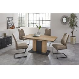 Hela Essgruppe ATLANTA, (5-tlg., 1 Tisch / 4 Stühle), Tischplatte ausziehbar, XL Sitzbreite, braun