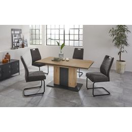 Hela Essgruppe ATLANTA, (5-tlg., 1 Tisch / 4 Stühle), Tischplatte ausziehbar, XL Sitzbreite, braun