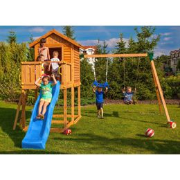 Fungoo Spielturm My HOUSE Move+, mit Schaukel & Rutsche, blau