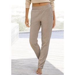 Vivance Cordschlupfhose -Loungehose mit bequemen Bündchen und breite Cord Struktur, beige