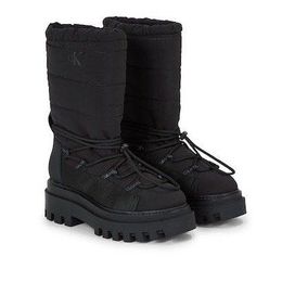 Calvin Klein Jeans Winterstiefel FLATFORM SNOW BOOT NYLON WN Snowboots mit elastischer Schnürung, schwarz