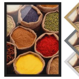 Bild mit Rahmen Colourful Spices - gerahmte Wandbilder Print Kulinarisch K&uuml;che Esszimmer Bunt