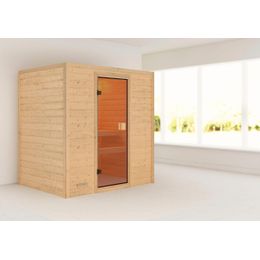 Karibu Sauna ""Sonja" mit bronzierter Tür naturbelassen" Saunen beige (naturbelassen) Saunen