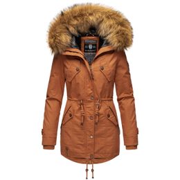 Marikoo Damen Wintermantel stylischer Winterparka mit abnehmbarem Kunstfell Laviva Princess