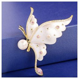 LENBEST Brosche Brosche Emaillierte Schmetterling-Perlen-Brosche (1-tlg)