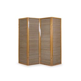 Homestyle4u Paravent 4fach Holz Raumteiler Bambus braun
