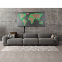 ZENLED Wanddekoobjekt Weltkarte MAPPA LUX HOLZ-Optik 110x57cm