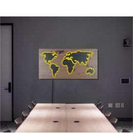 ZENLED Wanddekoobjekt Weltkarte MAPPA LUX HOLZ-Optik 110x57cm