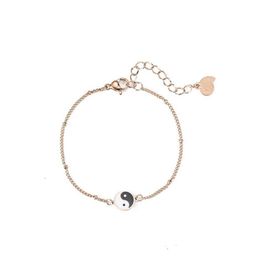 Hey Happiness Charm-Armband Kugel Edelstahl Yin Yang 18K Gold Roségold