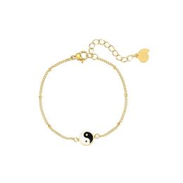 Hey Happiness Charm-Armband Kugel Edelstahl Yin Yang 18K Gold Roségold
