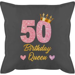 Shirtracer Dekokissen 50 Birthday Queen Geburtstags Königin Geburtstagsgeschenk 50