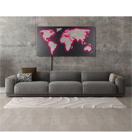 ZENLED Wanddekoobjekt Weltkarte MAPPA LUX STEIN-Optik 110x57cm