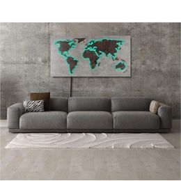 ZENLED Wanddekoobjekt Weltkarte MAPPA LUX STEIN-Optik 110x57cm
