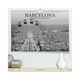 Calvendo Wandkalender Barcelona Schwarz / Weiß Impressionen (Premium