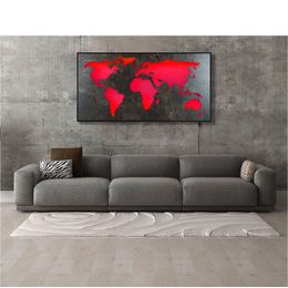 ZENLED Wanddekoobjekt Weltkarte MASCHERA ALU-Rahmen STEIN-Optik 110x57cm
