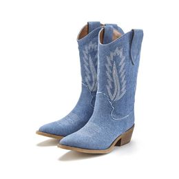 Lascana Cowboy Boots denimblau Gr. 36 für Damen. Mit Ziernähte