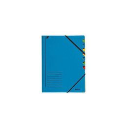 Leitz Ordnungsmappe din A4 350g/m² Pendareckarton recycelt Farbe: blau Farbe des Fächerblocks: mehrfarbig 7 Fächer